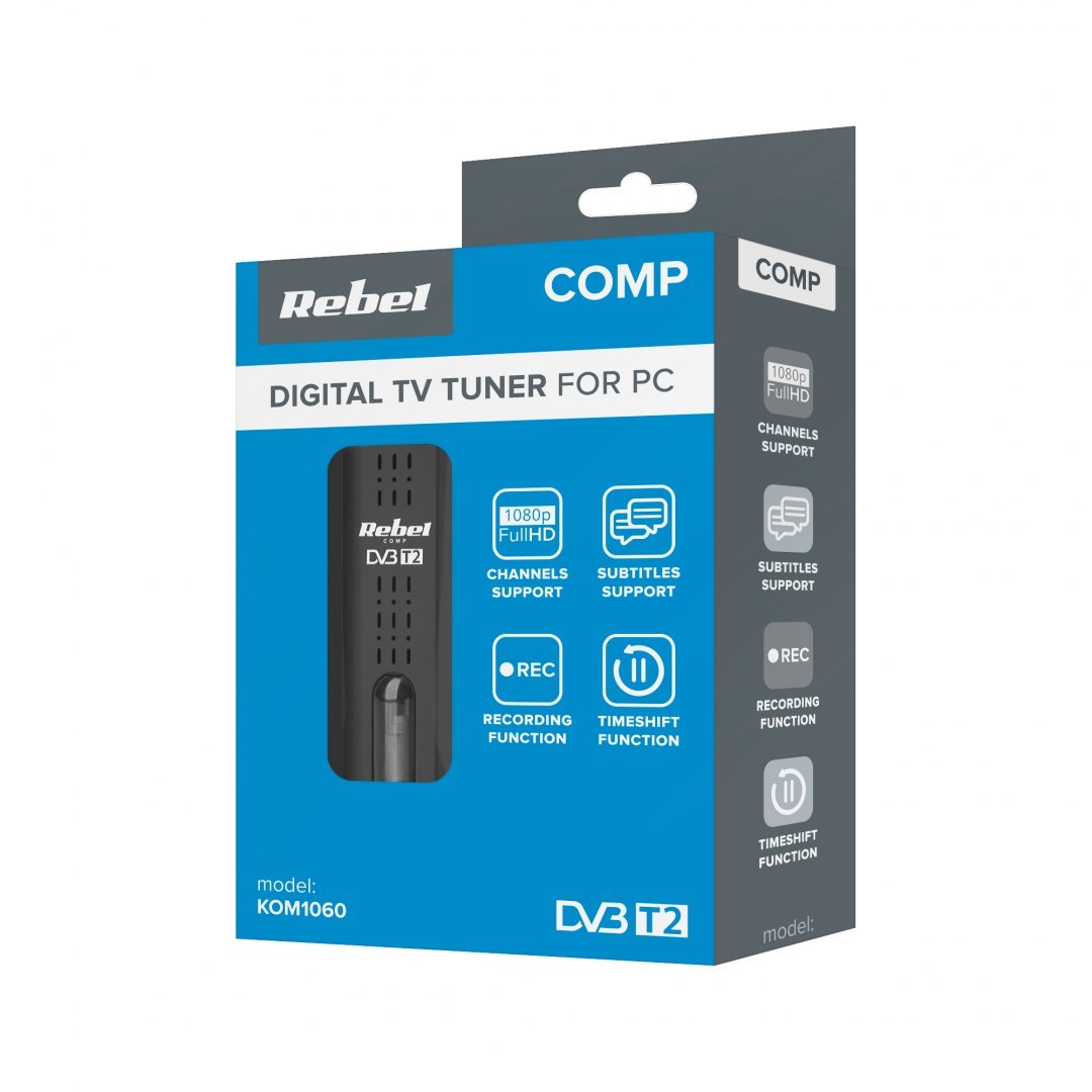 Rebel Tuner telewizyjny USB DVB-T2 H.265 HEVC do komputera PC | Kup Teraz na amperlux.pl z ...